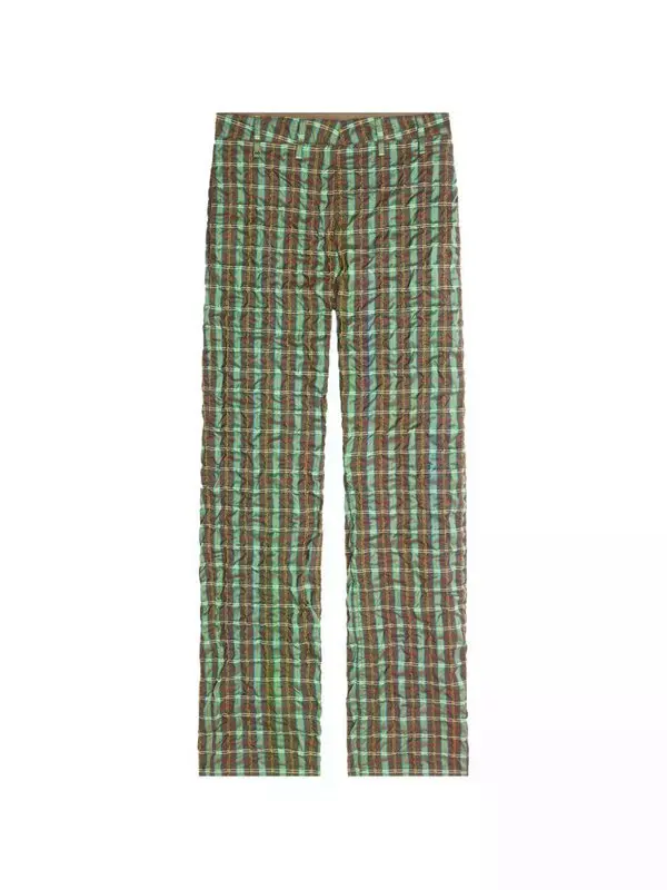 Dries Van Noten Belted Seersucker Checkered Pants