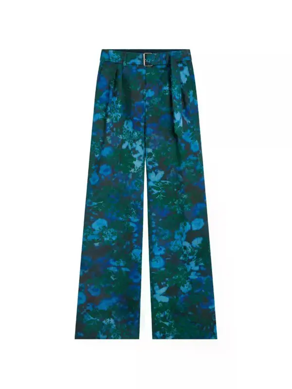 Dries Van Noten Belted Jacquard Pants - Blue