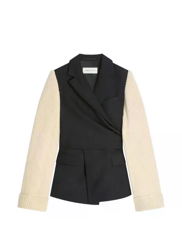 Dries Van Noten Knitted-sleeves Wool Blazer - Black