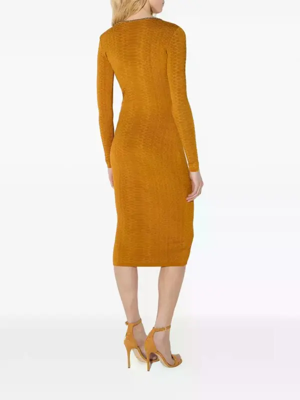 Elisabetta Franchi Midi Knit Dress With Snake Pattern