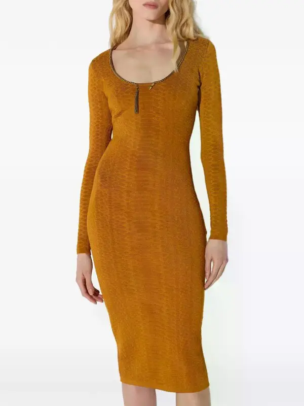 Elisabetta Franchi Midi Knit Dress With Snake Pattern