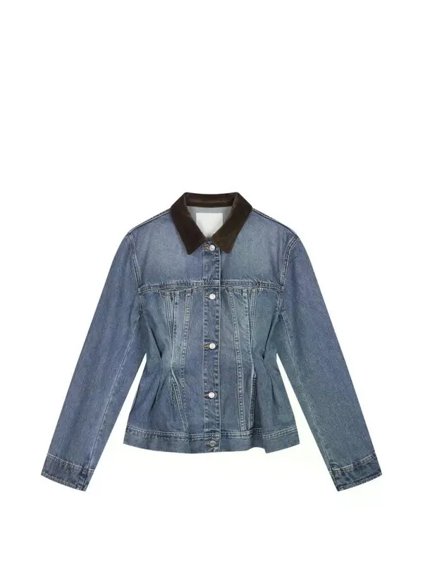 JNBY Pleated Corduroy-collar Denim Jacket - Blue