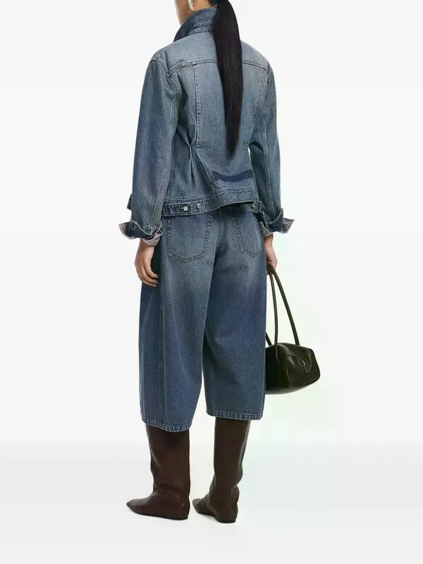 JNBY Pleated Corduroy-collar Denim Jacket