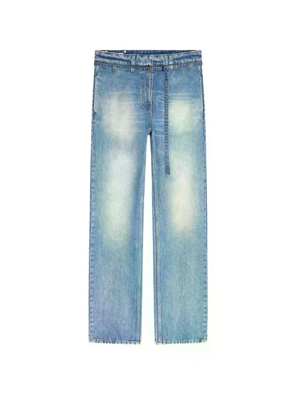 Dries Van Noten Belted Straight-leg Denim Pants - Blue