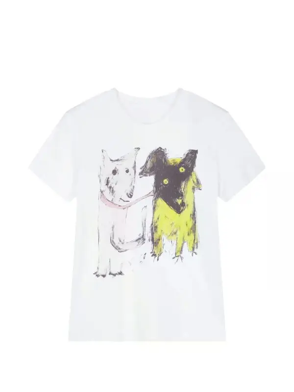 JNBY Cat Dog-print Cotton T-shirt - White