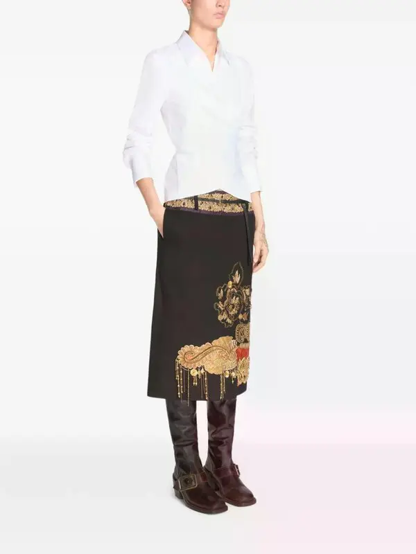Dries Van Noten Embroidered Pencil Skirt