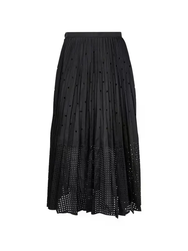 LESS Laser-cut Pleated Midi Skirt - Black