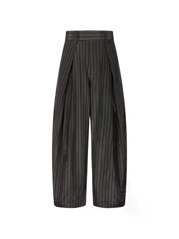 LESS Stripe-print Pleated Trousers - Grey