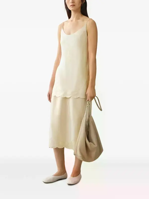 LESS Appliqué Scalloped-hem Midi Skirt