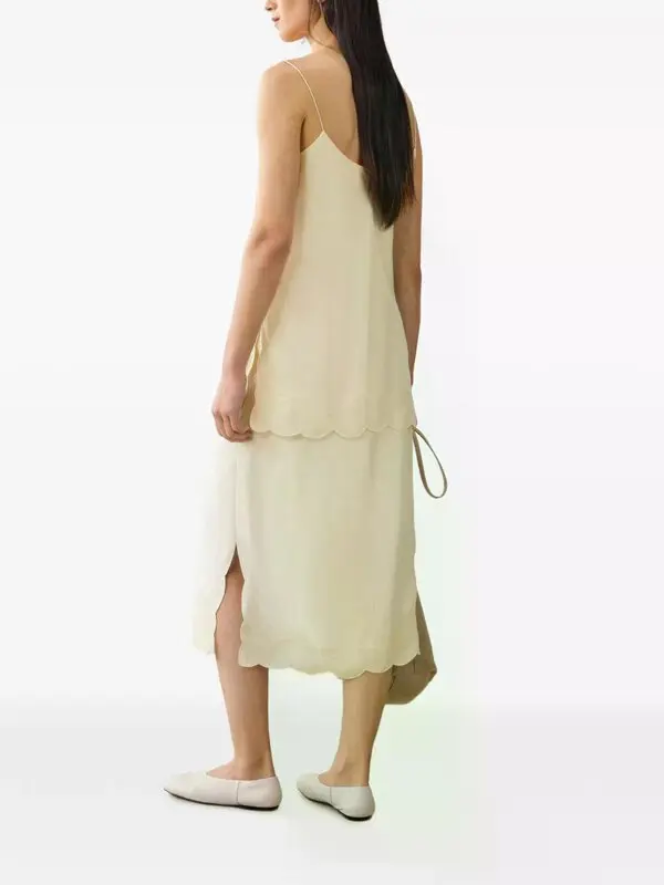LESS Appliqué Scalloped-hem Midi Skirt