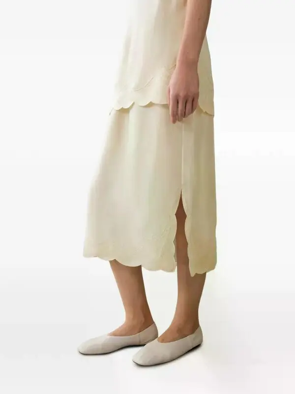 LESS Appliqué Scalloped-hem Midi Skirt