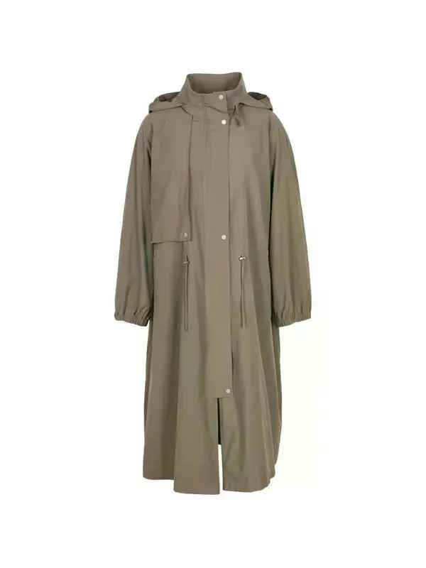 LESS Hooded Drawstring Trench Coat - Green