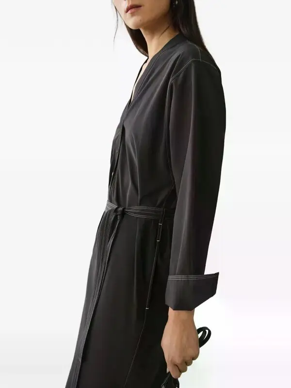 LESS Belted Long-sleeve Midi Dress