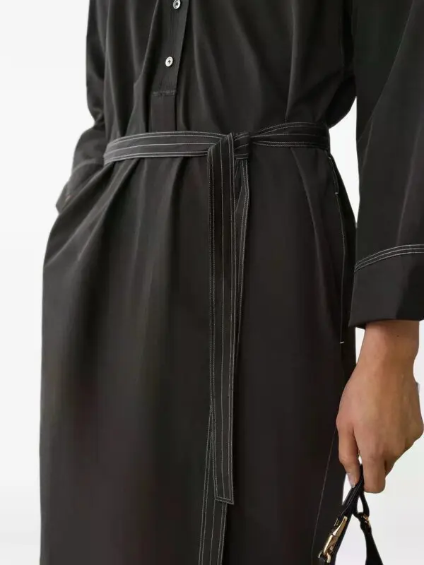 LESS Belted Long-sleeve Midi Dress