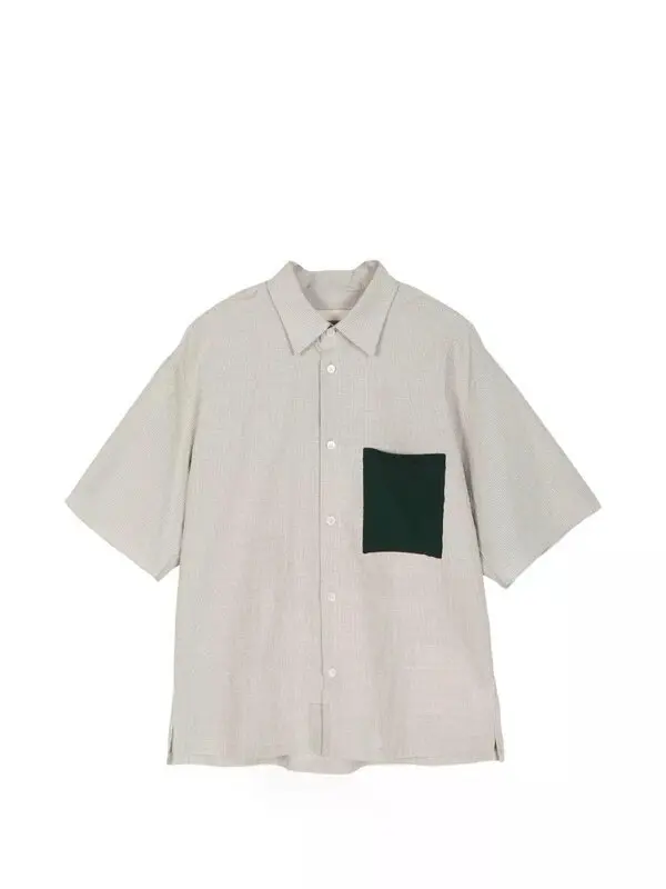 CROQUIS Gingham-pattern Contrast-pocket Shirt - Neutrals