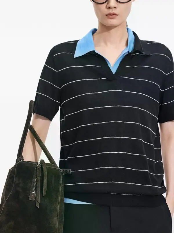 JNBY Striped Polo-collar T-shirt - Black