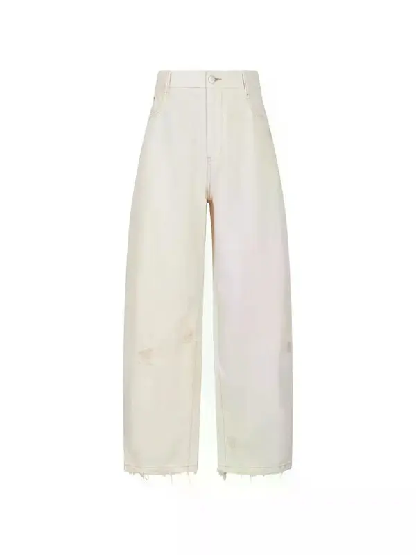 CROQUIS Distressed Curved-leg Trousers - Neutrals