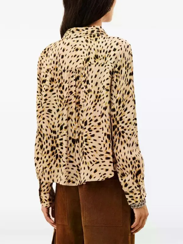 Ba&sh Hony Pleated Animal-print Shirt - Neutrals