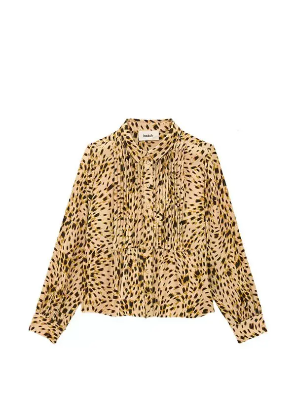 Ba&sh Pleated Animal-print Shirt