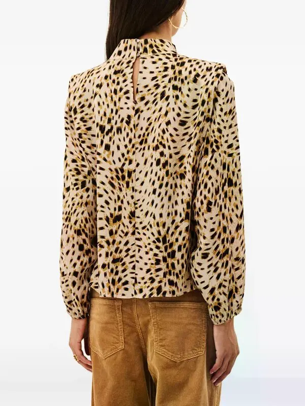 Ba&sh Animal-print High-neck Blouse - Neutrals