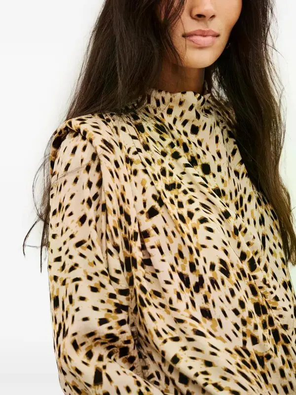 Ba&sh Animal-print High-neck Blouse