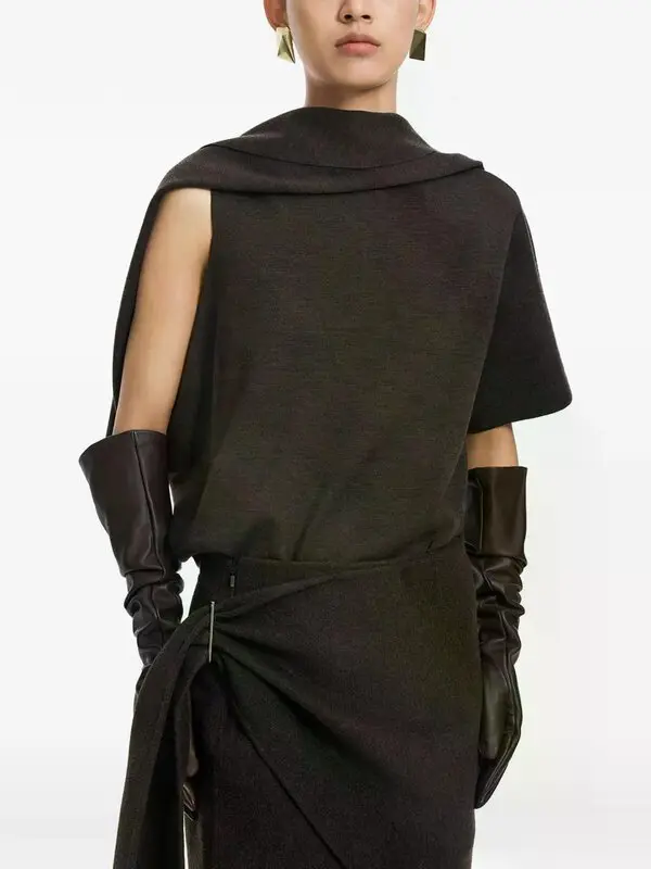 JNBY Asymmetric-neck Short-sleeved Sweater