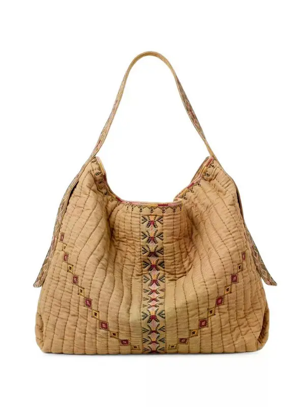 Ba&sh Large Lenny Embroidered Tote Bag - Neutrals