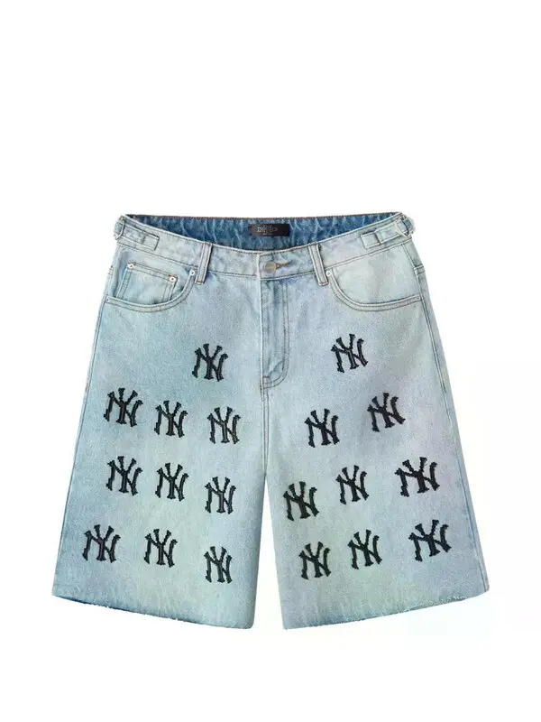 HAPPY MEMORIES DON'T DIE Ny Yankees Embroidered Denim Shorts - Blue