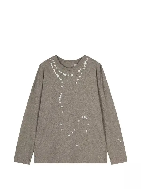 JNBY Pearl-embellished Long-sleeved T-shirt - Green