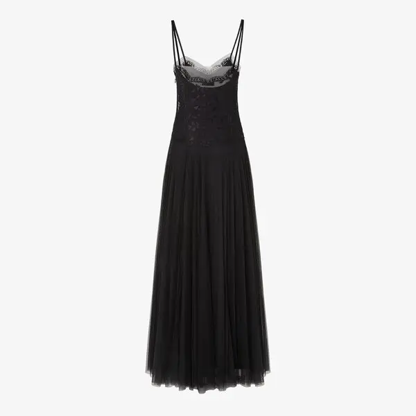 Fendi Long Lace And Tulle Dress