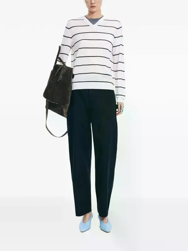 JNBY V-neck Striped Sweater - White
