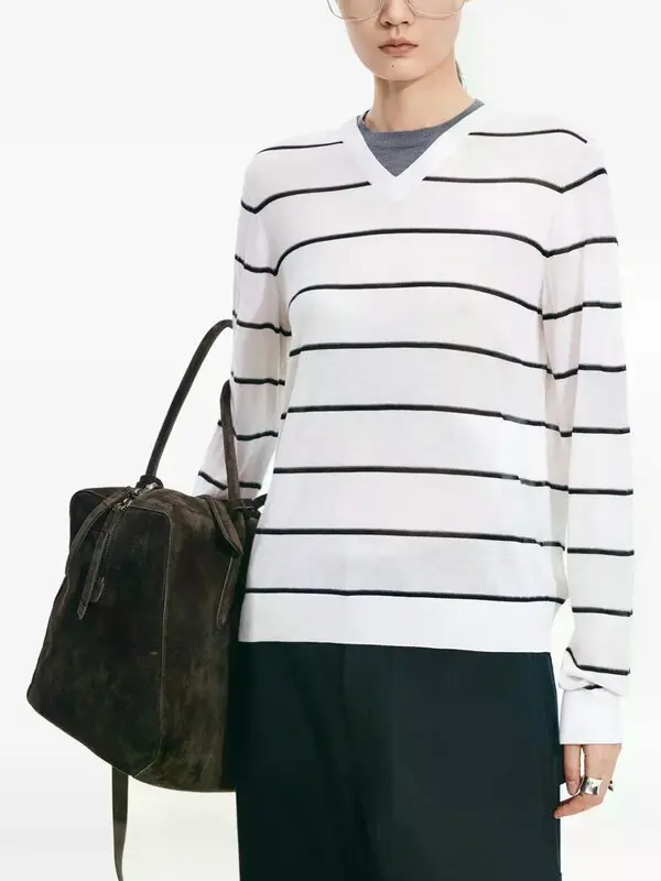 JNBY V-neck Striped Sweater