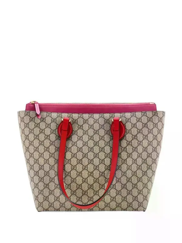 Gucci Linea A Zip Gg Coated Canvas And Leather Medium Tote Bag - Pink