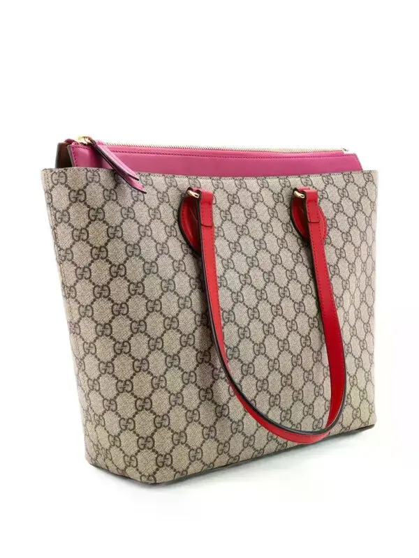 Gucci Linea A Zip Gg Coated Canvas And Leather Medium Tote Bag