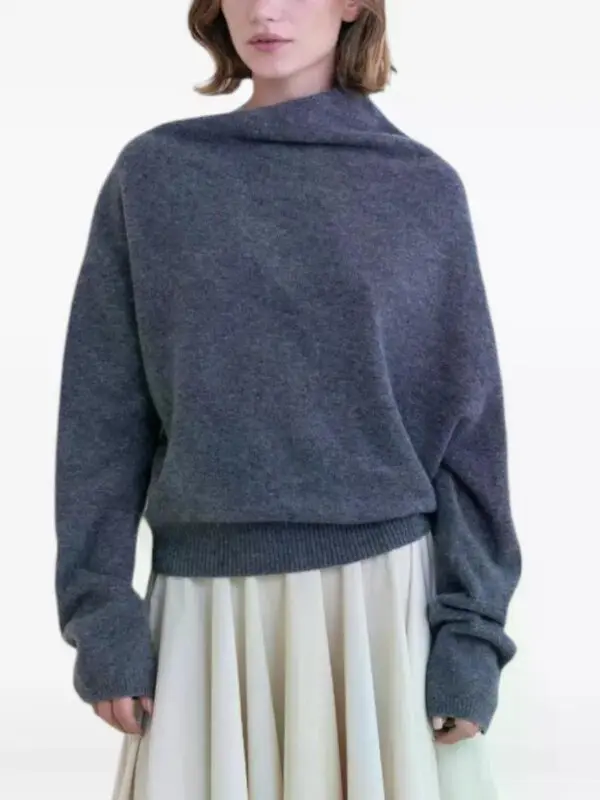BELLE ANNA Reve Asymmetric-neck Sweater - Grey