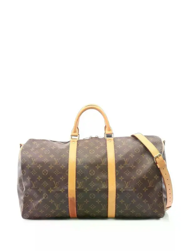 LOUIS VUITTON 50 Keepall Bandoulière Monogram Boston Bag - Brown