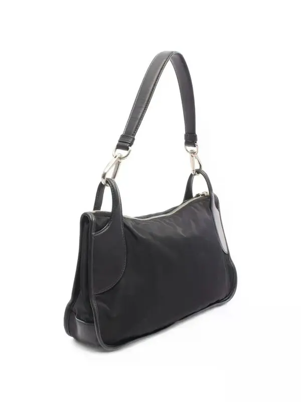 Prada 2000s Tessuto Shoulder Bag With Enamelled Triangle Logo