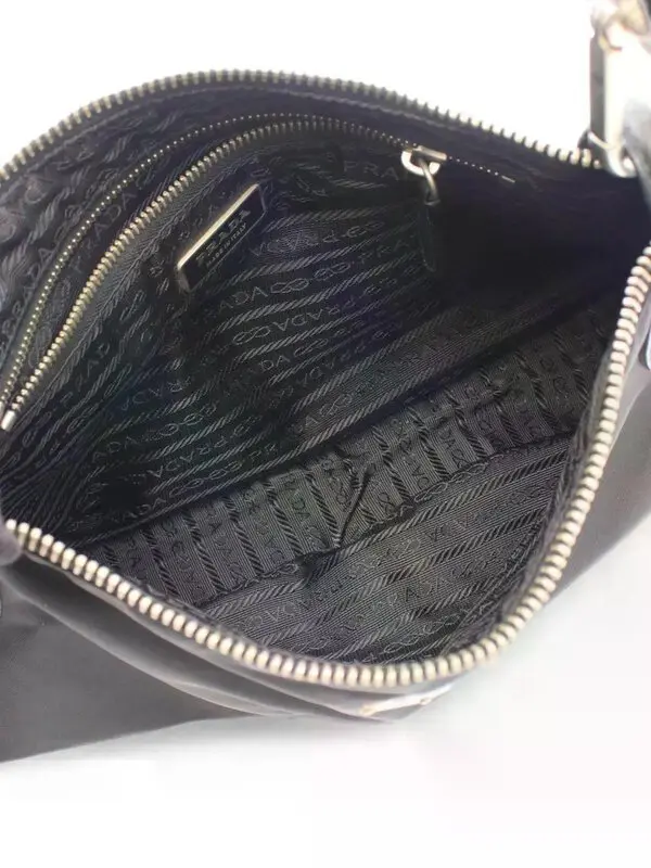 Prada 2000s Tessuto Shoulder Bag With Enamelled Triangle Logo