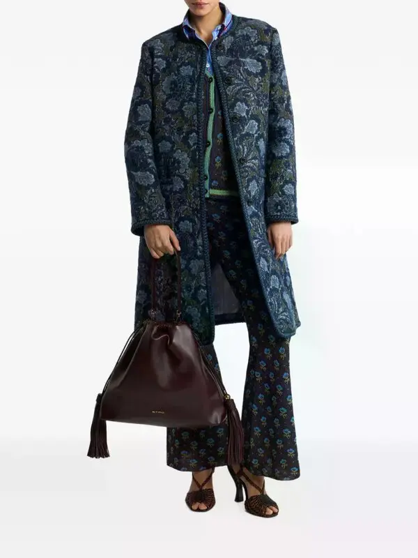 Etro Bouclé Jacquard Coat - Blue