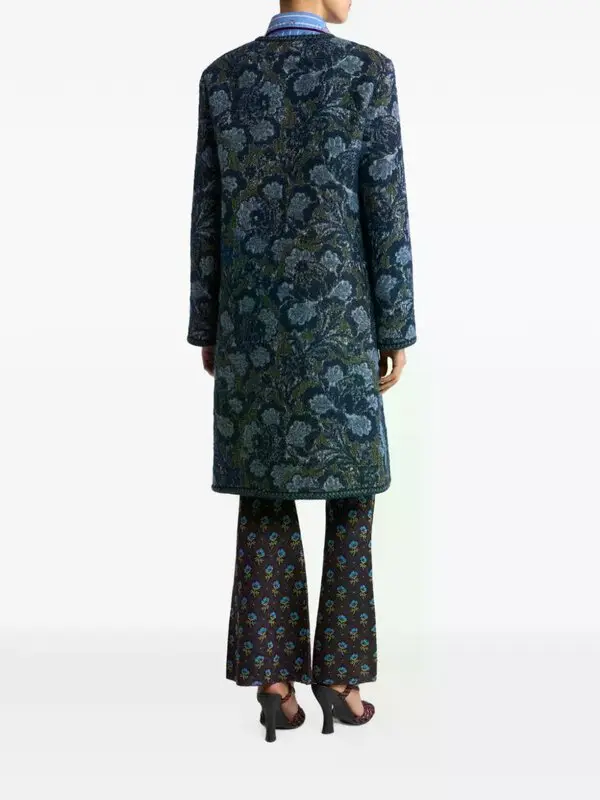 Etro Bouclé Jacquard Coat - Blue