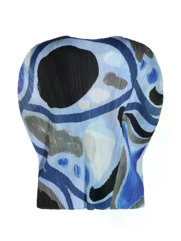 Issey Miyake Roll Abstract-print Pleated Blouse - Blue