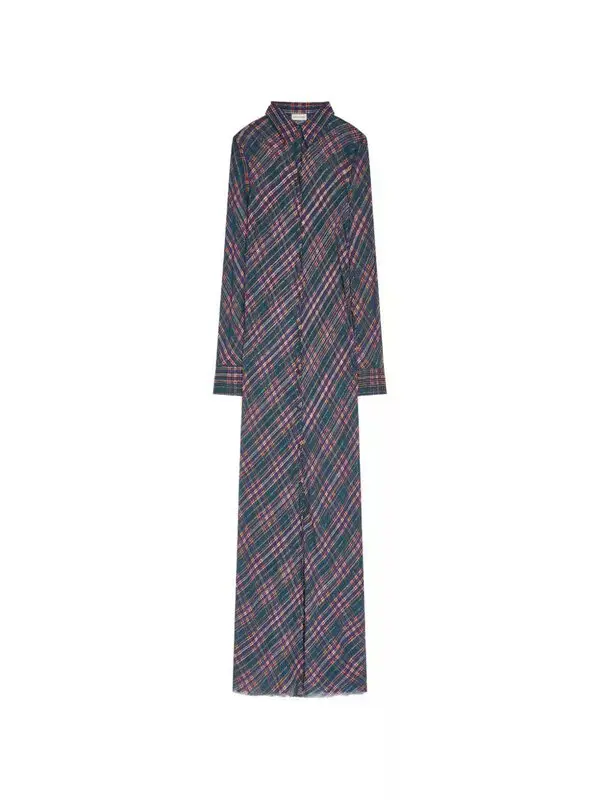 Dries Van Noten Long Lurex Shirt Dress - Blue