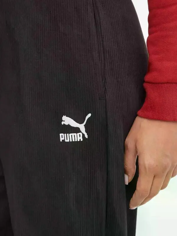 PUMA Ribbed Drawstring Track Pants - Black