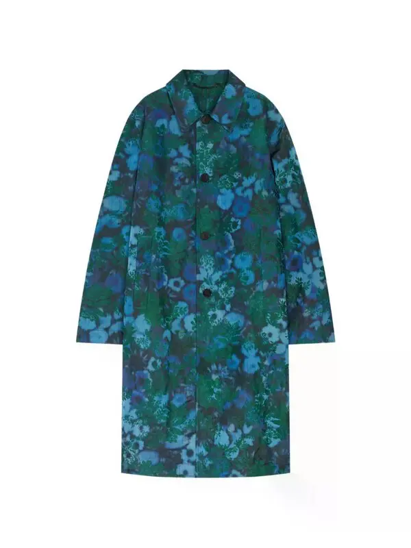 Dries Van Noten Jacquard Mac Coat - Blue