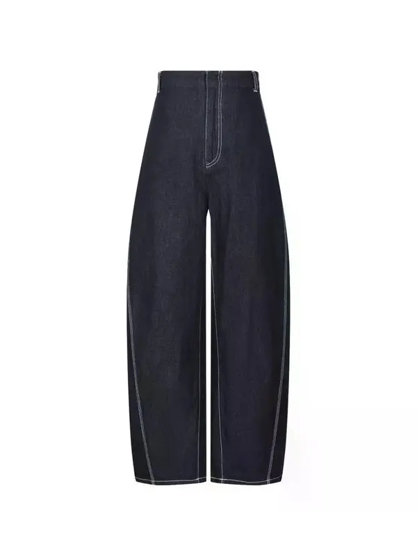 LESS Curved-leg Contrast-stitch Jeans - Blue
