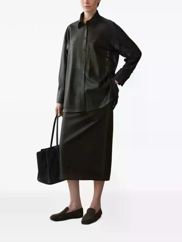 LESS Laser-cut H-silhouette Midi Skirt