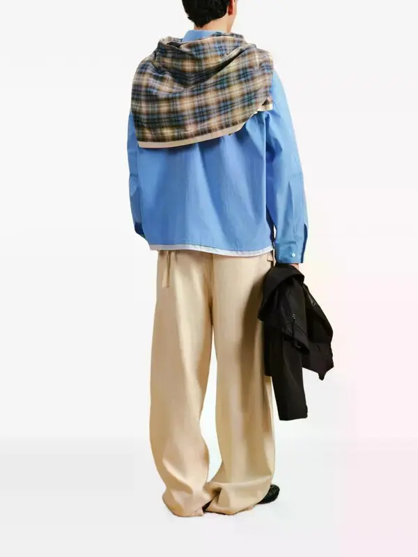 CROQUIS Logo-embroidered Layered-detail Shirt - Blue
