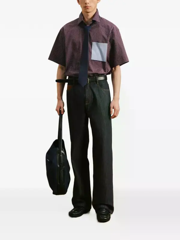 CROQUIS Gingham Contrast-pocket Shirt - Brown