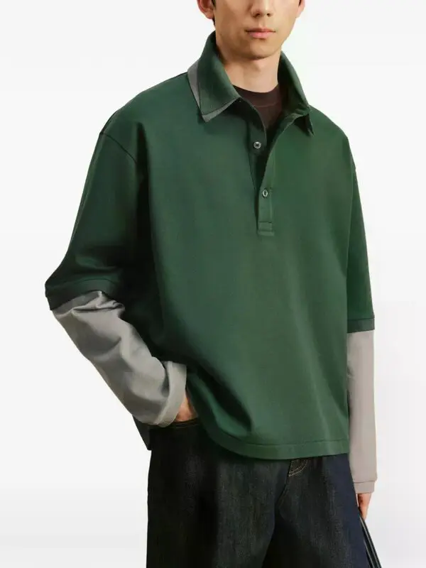 CROQUIS Mock-layer Long-sleeve Polo Shirt