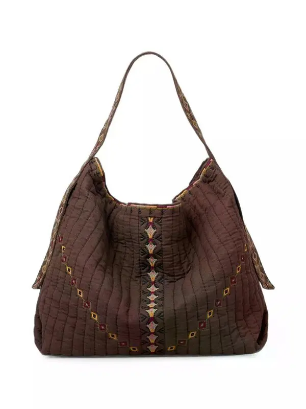 Ba&sh Large Lenny Embroidered Quilted Tote Bag - Brown